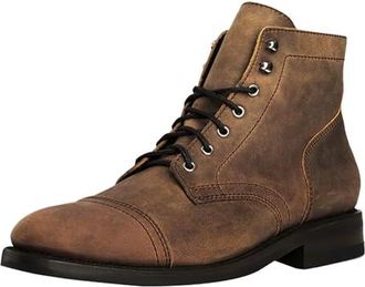 Jamron Homme Élégant Cap Toe Bottines à Lacets Mat Cuir Synthétique Bottes Derby Habillées Marron SN0707335 EU44.5