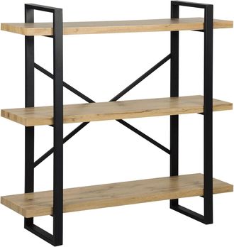 Beliani Modernes Bücherregal Heller Holzfarbton 3 Regalböden industrieller Stil Timber