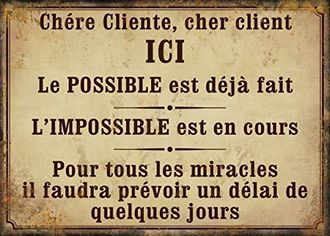 Antic Line Cr&eacute;ations Plaque Le Possible est d&eacute;j&agrave; Fait 21 * 15 cms