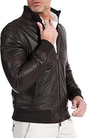 D'Arienzo Bomber - Couleur Marron fonc&eacute;e - Blouson Cuir Homme Style Bomber Cuir plong&eacute; - 50, Marron fonc&eacute;