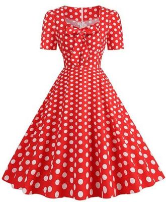 Generic Baodan Robe De Soiree Femme Annee 50 Robe Ete Années 50 Vintage Soirée Années 40 50 60 Robe Dété Fête Casual Habillée Robe a Pois Demoiselle DHonneur 