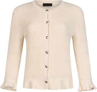 Liu Jo Femme, Pulls, Beige, Taille: 40 FR Cardigan &agrave; volants