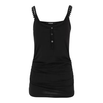 Jacquemus Baumwoll-Top mit halber Knopfleiste - - Tops - Damen - Schwarzk - XS
