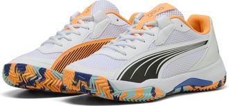 Puma Unisex Nova Court Tennisschuh, Puma White Puma Black Vivid Blue Heat Fire, 38 EU