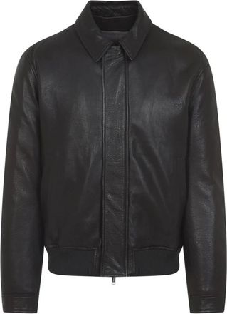 Yves Salomon Homme, Vestes, Noir, Taille: L Ebene Lamb Leather Jacket