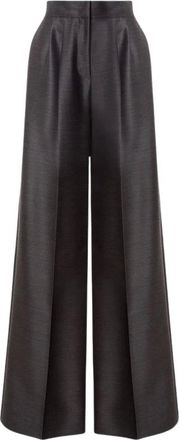 Alberta Ferretti Femme, Pantalons, Gris, Taille: 38 FR Pantalon fluide taille haute en laine et soie