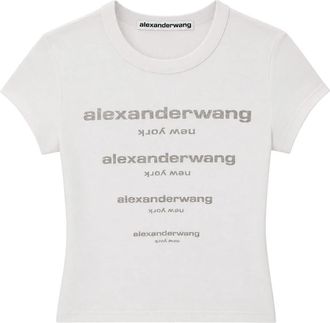 Alexander Wang Crystal Logo T-Shirt - - Tops - Damen - Wei&szlig; - XS