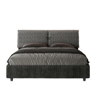 Les Tendances Les Tendances - Letto Matrimoniale Rivestito In Tessuto Aragona - Mados - Colore: Blu/blu - Dimensione Rete: 160x190 - Tipologia Letto: Alzata Doppia