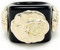 La Manso Bague Black on Silver Roseton