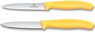 Victorinox by Swiss Army Swiss Classic, Tomaten- und Gem&uuml;semesser-Set, 2teilig, Extra Scharfe Klinge, Kunststoffgriff, Rostfreier Stahl, Swiss Made, Gelb