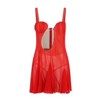 Nensi Dojaka Rotes Seiden Asymmetrisches Panel Mini Kleid - - Dresses - Damen - Rot - S