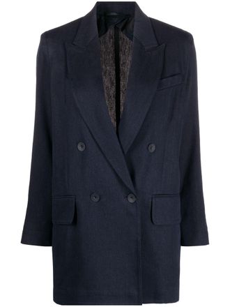 Max Mara Doppelreihiger Tweed-Blazer - Blau