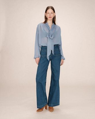 Grace & Mila Schluppenbluse Tie-neck blouse SPLENDIDE? Damenbluse transparent? Bluse mit Bindkra