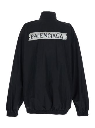 Balenciaga Mens Jacket High-Collar Black Cotton Coat