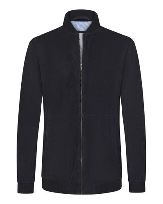 Tom Rusborg Leder-Blouson aus weichem Veloursleder mit gerippten B&uuml;ndchen in
