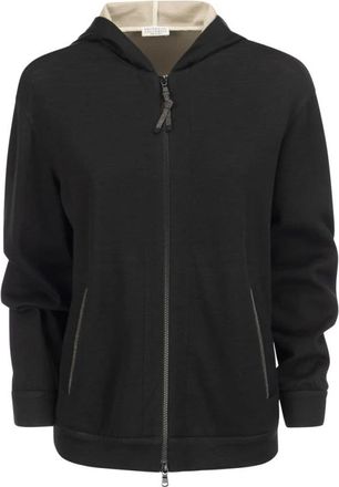 Brunello Cucinelli Homme, Sweatshirts et sweats &agrave; capuche, Noir, Taille: M SweaT-shirt &agrave; capuche en coton et soie