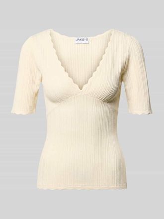 Jake*s Casual Slim Fit T-Shirt aus Viskose-Mix in Strick-Optik