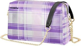 Mnsruu Sacs à bandoulière pour femme, sac à main en cuir imprimé à carreaux violet