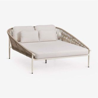 Sklum Doppel-Liege aus Aluminium mit Ondina-Kissen Beige Tapioca
