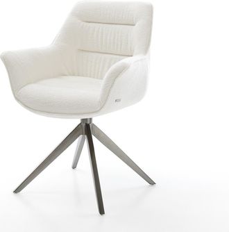 DELIFE Drehstuhl Kaira-Flex Boucl&eacute; Soft Beige Kreuzgestell breit Graphit 360&deg; drehbar Wippfunktion, Esszimmerst&uuml;hle