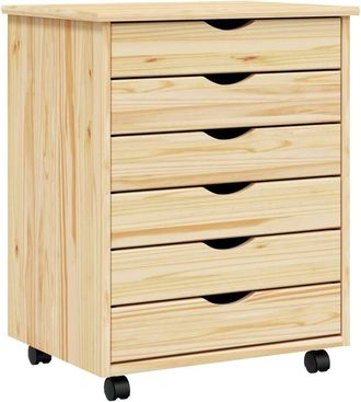 vidaXL Rollcontainer mit Schubladen MOSS Klarlack 53 x 39 x 65,5 cm vidaXL