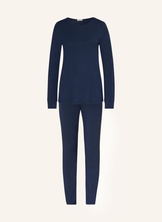 Hanro Schlafanzug Natural Elegance blau