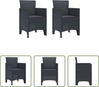 vidaXL vidaXL Chaise en polypropyl&egrave;ne - Chaise de jardin 2 pcs Anthracite 53 x 49 x 85 cm Polypropyl&egrave;ne