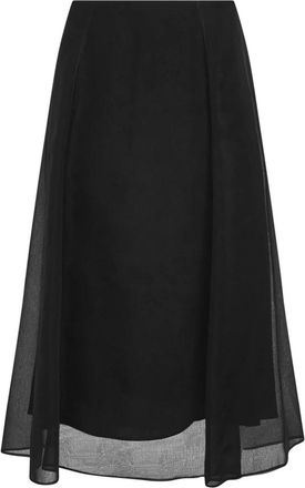 Brunello Cucinelli Femme, Jupes, Noir, Taille: 40 FR Silk Midi Skirt