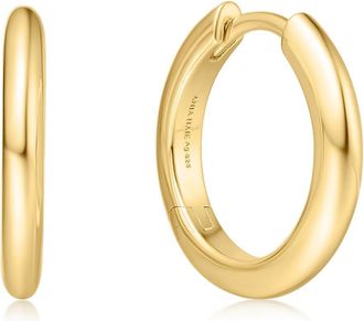Ania Haie Damen Creolen Vogue Maven Tube Small Huggie Hoop aus 925 Sterling Silber 14k Gold vergoldet, Größe: 12 x 2 mm, inkl. Geschenkverpackung