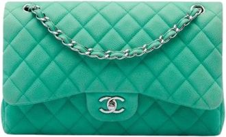 Chanel Pre-owned Sac Bandouli&egrave;re Classique Double Flap - Femme - Pre-owned - Vert - Taille: ONE Size