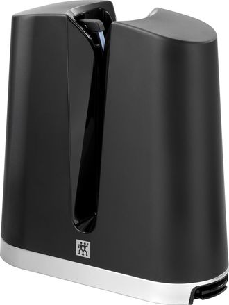 Zwilling V-Edge, V-förmiger Messerschärfer mit Keramikschleifsteinen, geeignet für europäische und japanische Messer, Schwarz