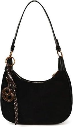 Generic Sac &agrave; bandouli&egrave;re en daim synth&eacute;tique avec pendentif en forme de croissant pour femme, Noir, 250.00 x 230.00 x 95.00 mm