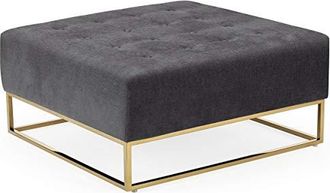 Menzzo Hudson Quadratischer Polsterhocker mit Stoffbezug Grau