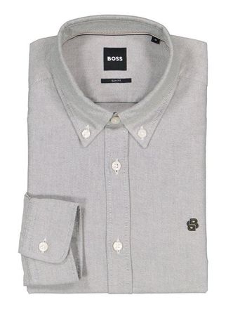 HUGO BOSS Herren Hemd schwarz meliert Slim Fit