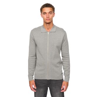 Duck and Cover Melfi Pullover f&uuml;r Herren, Mit Rei&szlig;verschluss trennbar, Jerseyware (Grau meliert)