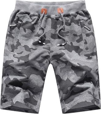 Generic Short court pour homme avec poche zipp&eacute;e ceinture abdominale, short de sport d&eacute;contract&eacute;, gris, XXL