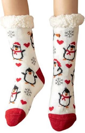 Generic Chaussettes de Noël pour femme - Chaussettes de Noël en peluche - En velours corail - Chaussettes de sommeil - Couvre-jambes - Chaussettes de Noël tri