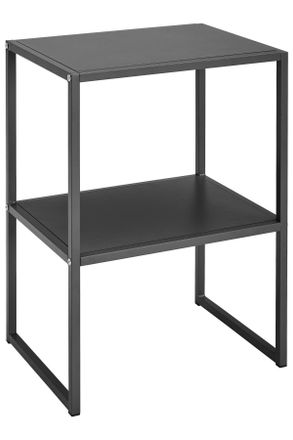 home24 Beistelltisch, Dunkelgrau, Metall, Holzwerkstoff, rechteckig, U-Form, 33x60x43 cm, Wohnzimmer, Wohnzimmertische, Beistelltische, Beistelltische Metall