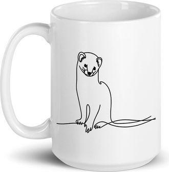 Jimbeels Bürotasse groß Simple Line Art Domestic Frettchen Kaffeetasse weiß 440 ml (000286)