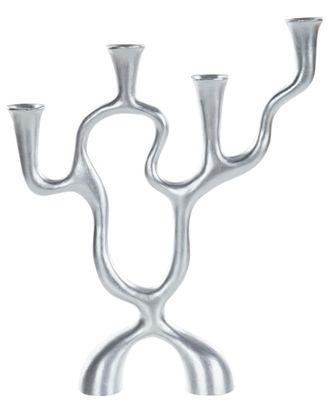 Beliani Kerzenst&auml;nder f&uuml;r 4 Kerzen Metall Silber Kerzenleuchter Famoes