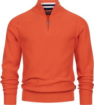 Indicode Herren INBull Strickpullover aus 100% Baumwolle mit Zip-Kragen | Pullover f&uuml;r M&auml;nner Orange Mix, 3XL