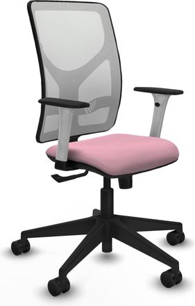 Piqueras y Crespo Schreibtischstuhl in Rosa und Wei&szlig;, mit wei&szlig;en und schwarzen Armlehnen, h&ouml;henverstellbare Lendenwirbelst&uuml;tze, 3 Positionen, Wei&szlig; / Rosa