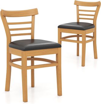 Costway Esszimmerst&uuml;hle 2er Set, K&uuml;chenstuhl Holz, Esstisch St&uuml;hle mit gepolsterter Sitz, Holzst&uuml;hle gepolstert, bis zu 180kg belastbar, St&uuml;hle f&uuml;r Esszimmer,