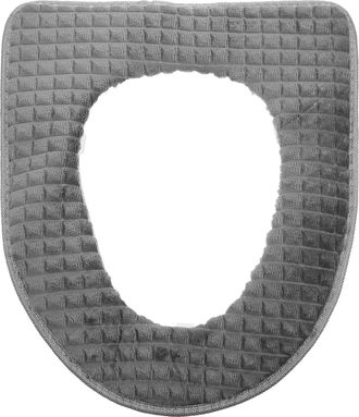 OSALADI Wc Sitzbezug mit Rei&szlig;verschluss Gepolstert und Hautfreundlich Grau Waschbar f&uuml;r Badezimmer und Winterkomfort