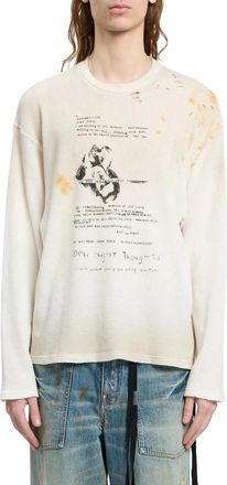Ann Demeulemeester Emil Relax Fit Langarm Boxy T-Shirt - - Tops - Herren - Beige - 2XL