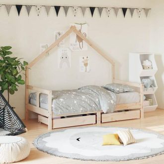 vidaXL Cadre de lit pour enfant et tiroirs 80x160cm bois de pin massif
