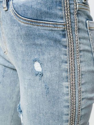 Philipp Plein jean skinny &agrave; effet us&eacute; - Bleu