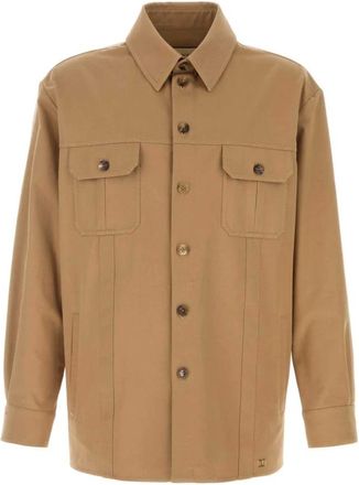 Valentino Garavani Homme, Chemises, Brun, Taille: L Veste chemise en gabardine de coton avec VLogo