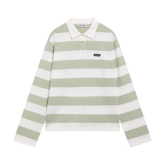 Miu Miu Gestreiftes Jersey-Poloshirt - - Tops - Damen - Gr&uuml;n - M