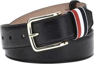 Thom Browne Homme, Accessoires, Noir, Taille: ONE Size Ceinture en cuir avec d&eacute;tail gros-grain